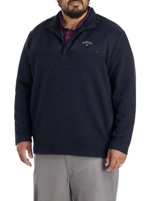 CALLAWAY Big & Tall Mixed Media Quarter Zip Pullover - Caviar