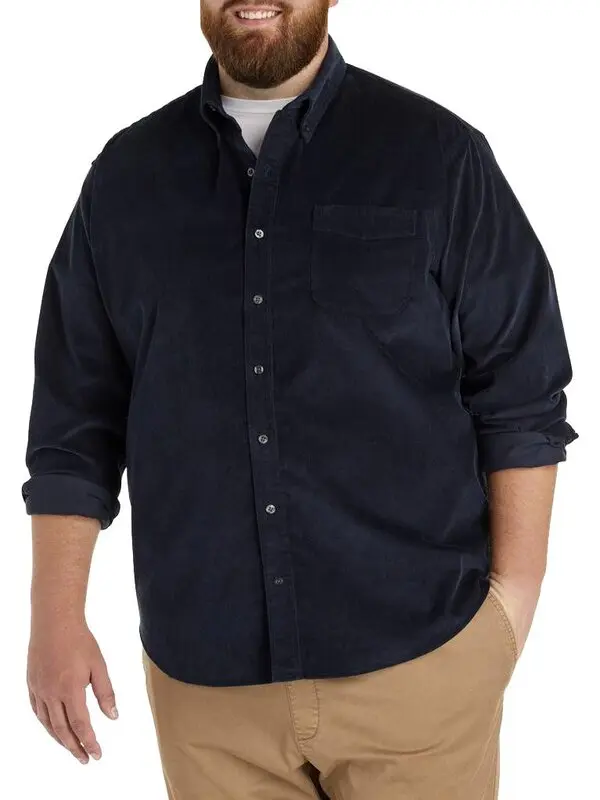 TRUE NATION BY DXL Big & Tall Corduroy Sport Shirt - Navy