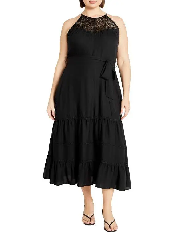 City Chic Alessia Sleeveless A-line Dress - Black