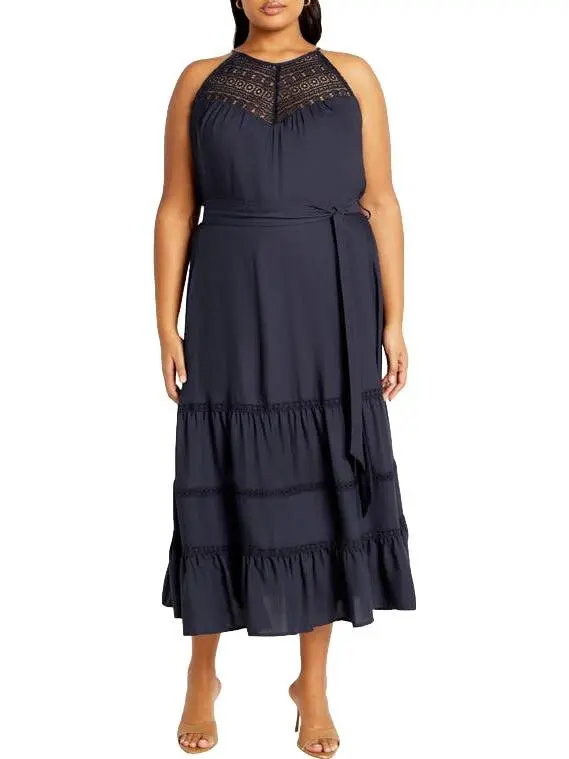 City Chic Alessia Sleeveless A-line Dress - Navy