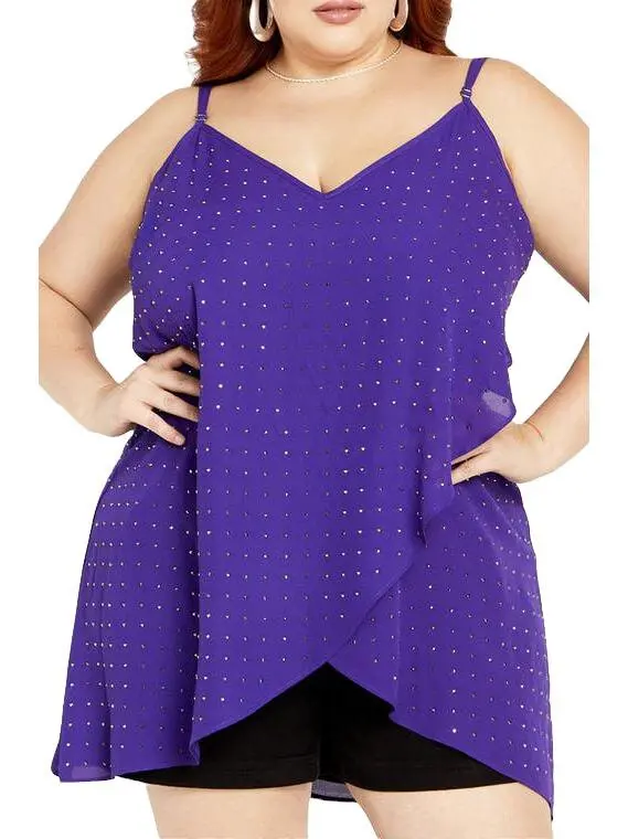 City Chic Tess Embellished High-low Camisole - Purple