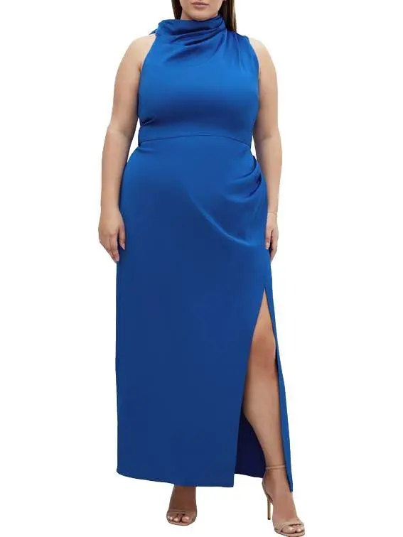 City Chic Modern Love Pleated Maxi Dress - Blue
