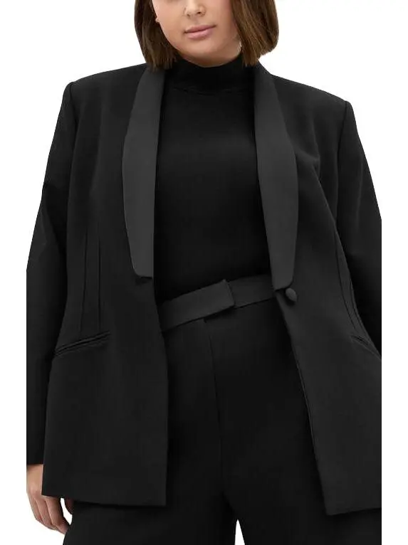 City Chic Elegant Shawl Collar Tuxedo Jacket - Black