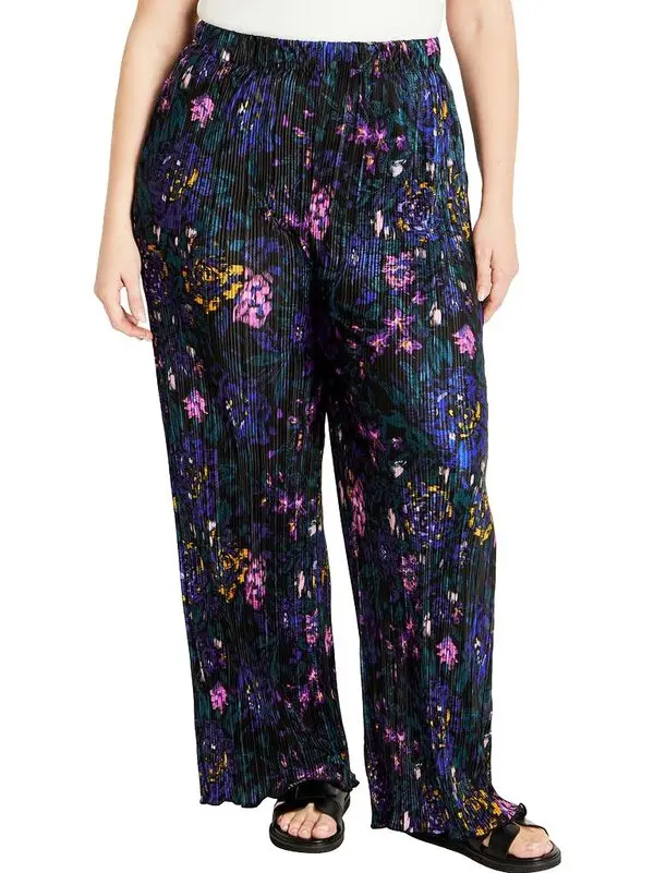 City Chic Kira Print Straight-leg Pants - Floral