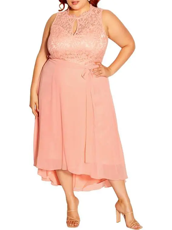 City Chic Vera Lace High-low Maxi Dress - Peach