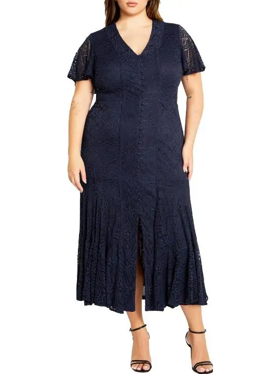City Chic Margo Lace Maxi Dress - Navy