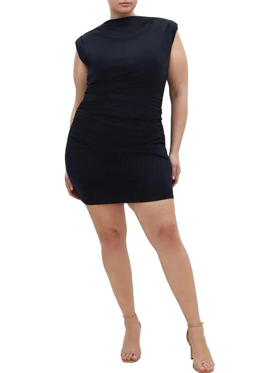 City Chic Kellie Cap Sleeve Ruched Sheath Dress - Navy