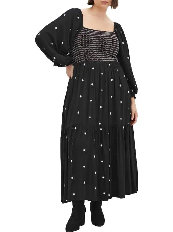 City Chic Kai Long Sleeve Maxi Dress - Black