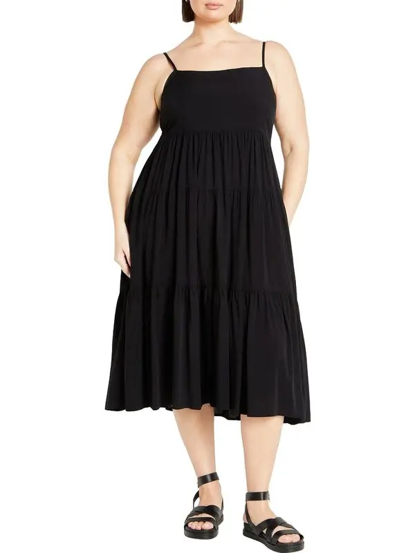City Chic Mystic Sleeveless A-line Dress - Black