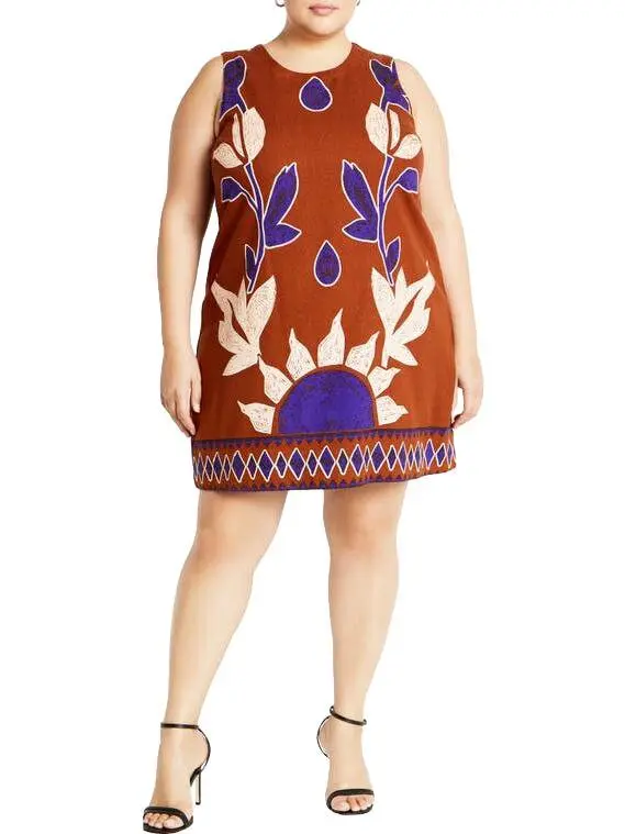 City Chic Nala Print Sleeveless Mini Dress - Placemet Print