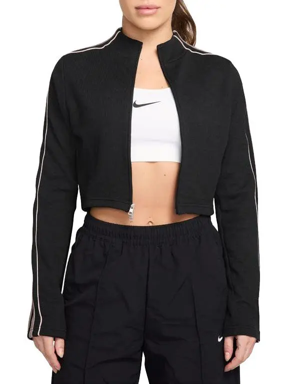 Nike X Naomi Osaka Rib Knit Zip Crop Jacket - 010 Black/malt