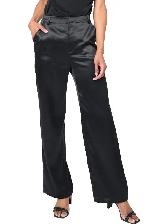 GIBSONLOOK Lindsey Wide-leg Satin Pants - Black