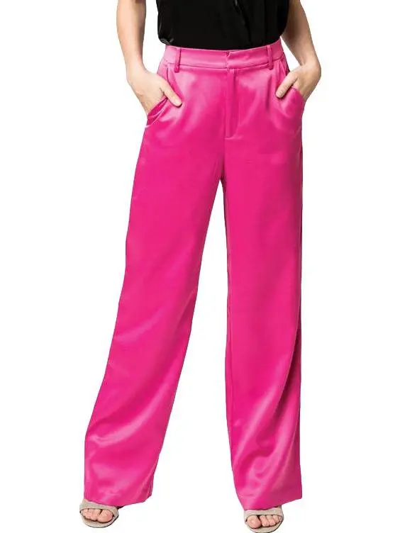 GIBSONLOOK Lindsey Wide-leg Satin Pants - Fuchsia