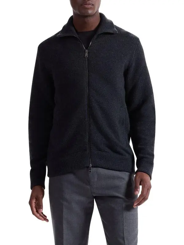 Bugatchi Wool Blend Zip Cardigan - Anthracite