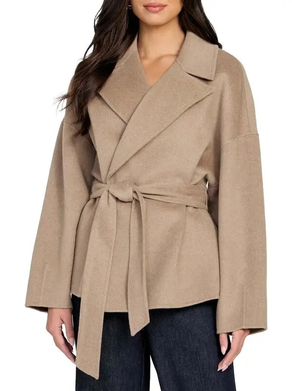 MARCIANO Ella Wool-blend Wrap Coat - Beige