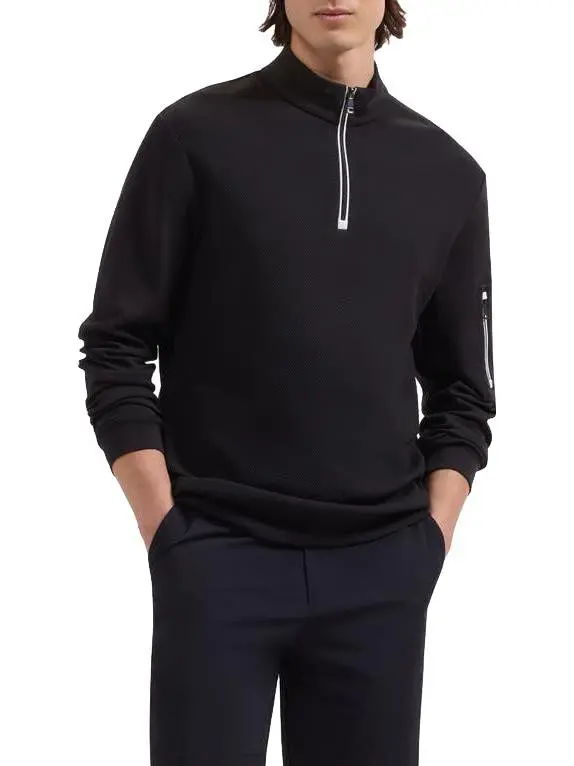 Bugatchi Quarter Zip Pullover - Black