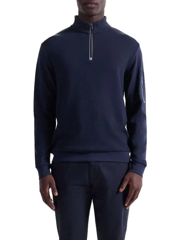 Bugatchi Quarter Zip Pullover - Navy
