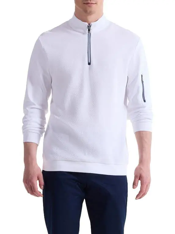Bugatchi Quarter Zip Pullover - White