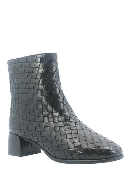 Gentle Souls Elodie Woven Leather Bootie - Black Leather