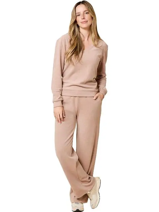 SOFTIES Vintage Velvet V-neck & Wide Leg Pant Set - Coco