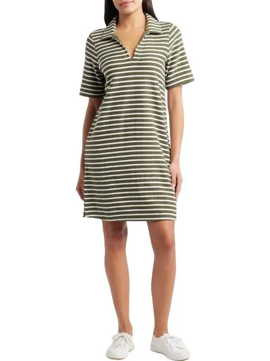 Tommy Bahama Waterfront View Stripe Polo Dress - Dark Fern