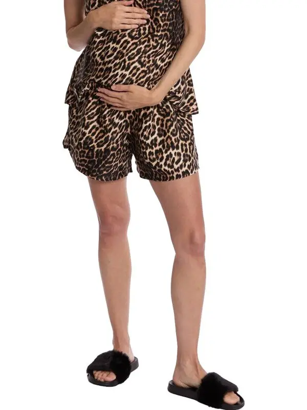 CACHE COEUR Roxane Print Maternity Shorts - Leopard