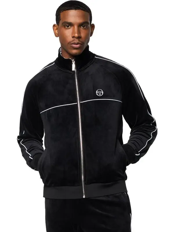 SERGIO TACCHINI Lioni Velour Track Jacket - Black Beauty