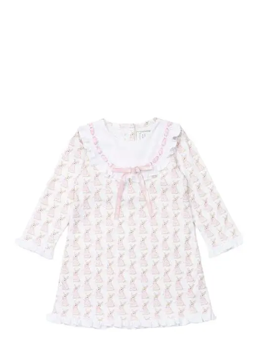 LILA AND HAYES Emersyn Lace Trim Dress - Easter Bunnies Pink