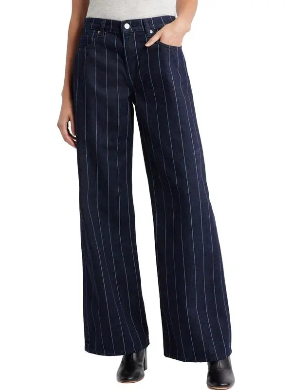 REFORMATION Cary Wide-leg Jeans - Pinstripe Lake