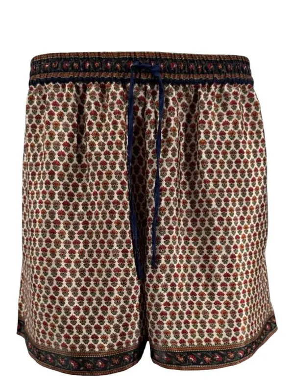 MONZLAPUR Embossed Botanical Crepe Shorts - Copper