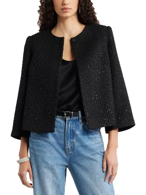 Nordstrom Collarless Bouclé Jacket - Black