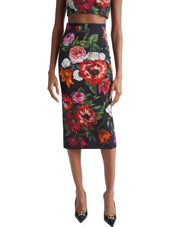 Dolce & Gabbana Floral High-waist Pencil Skirt - Floral Nero