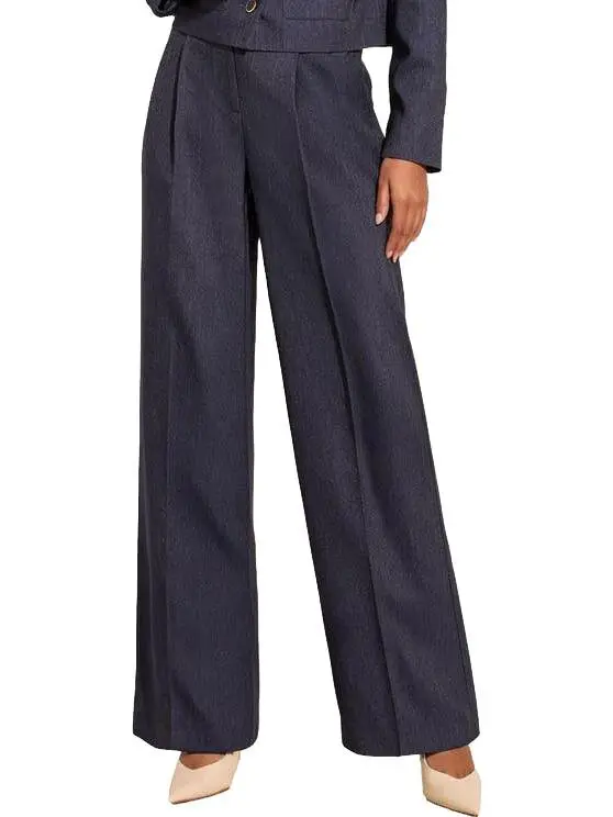 FRIENDS LIKE THESE Pleated Wide Leg Trousers - Blue