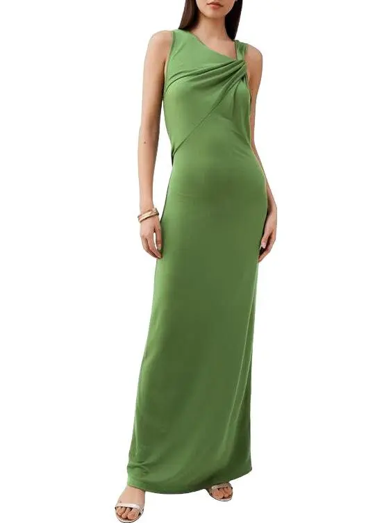 NEXT Slinky Ruched Maxi Dress - Khaki Green