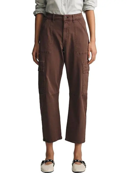 MAVI Vinnie High-waist Ankle Barrel Cargo Twill Pants - Brown Casual Twill