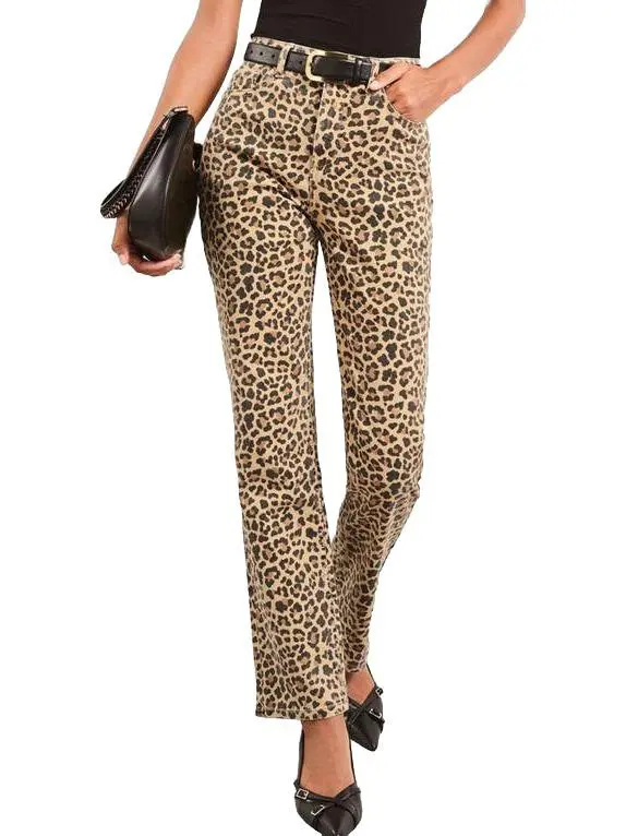 LIPSY Printed High-waist Straight-leg Jeans - Leopard