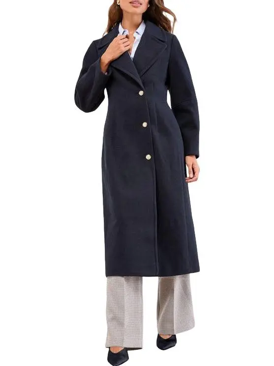 LIPSY Button Longline Coat - Blue