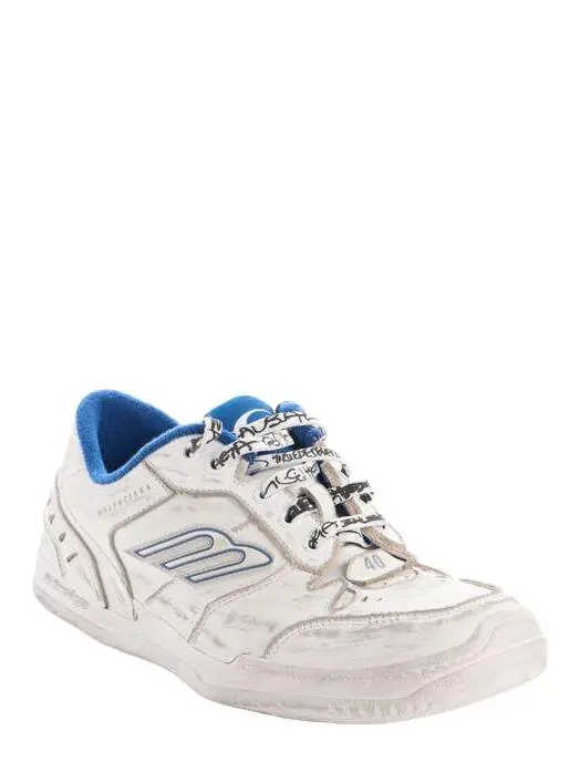 Balenciaga Hamptons Leather Sneakers - White/blue
