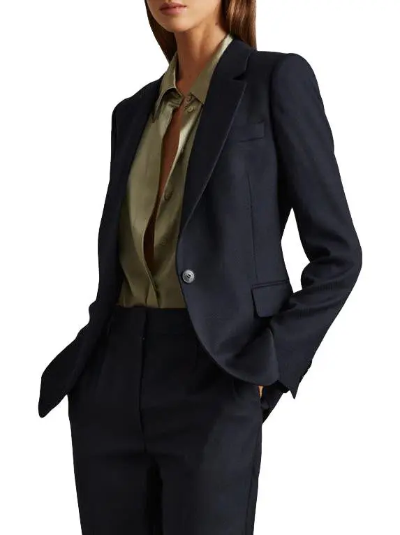 REISS Hallie Wool Blend Blazer - Navy