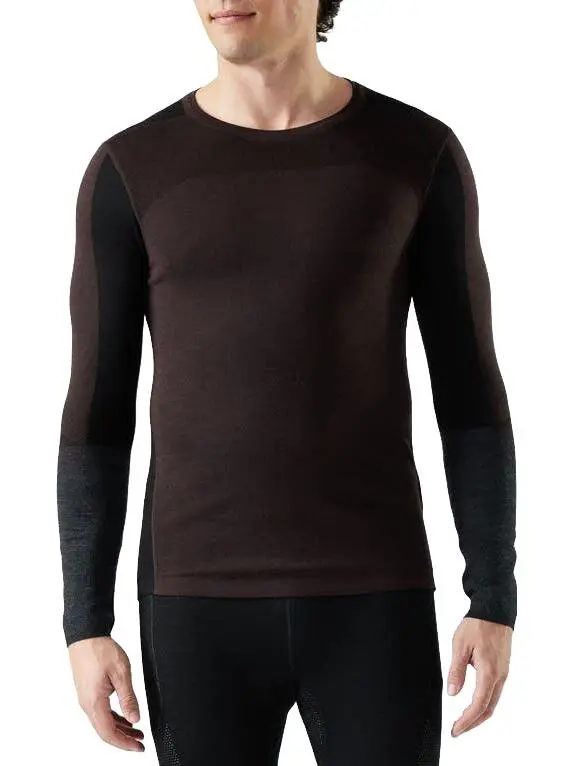 Smartwool Intraknit™ Thermal Merino Base Layer Colorblock Crewneck Long Sleeve Shirt - Mink-black
