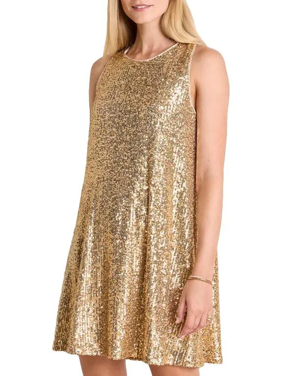 Vineyard Vines Kiki Sleeveless Sequin Swing Dress - Gold
