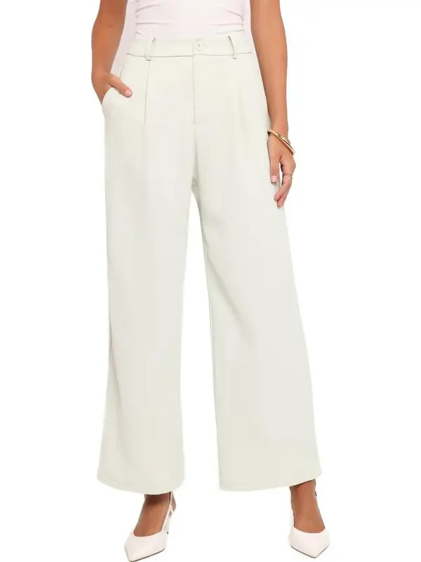 PETAL & PUP Lia High-waist Wide-leg Pants - Sage Green