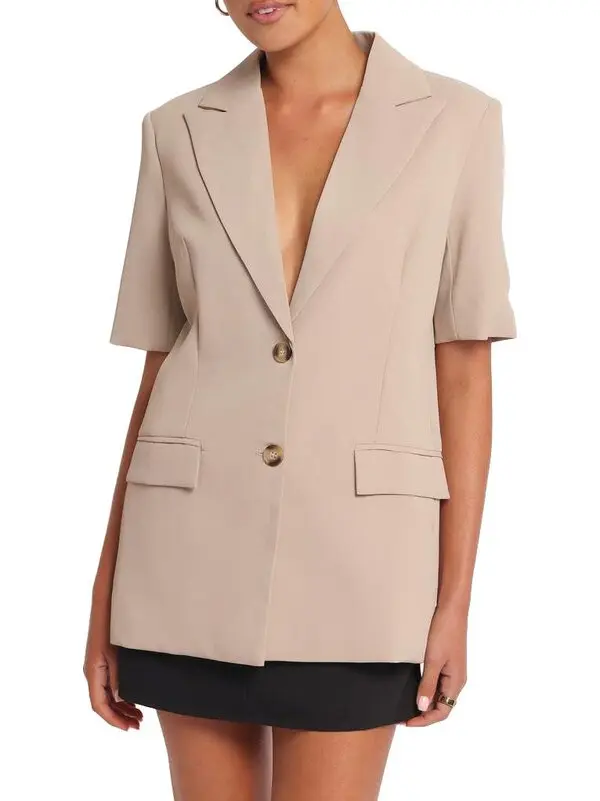 PETAL & PUP Nora Short Sleeve Blazer - Beige