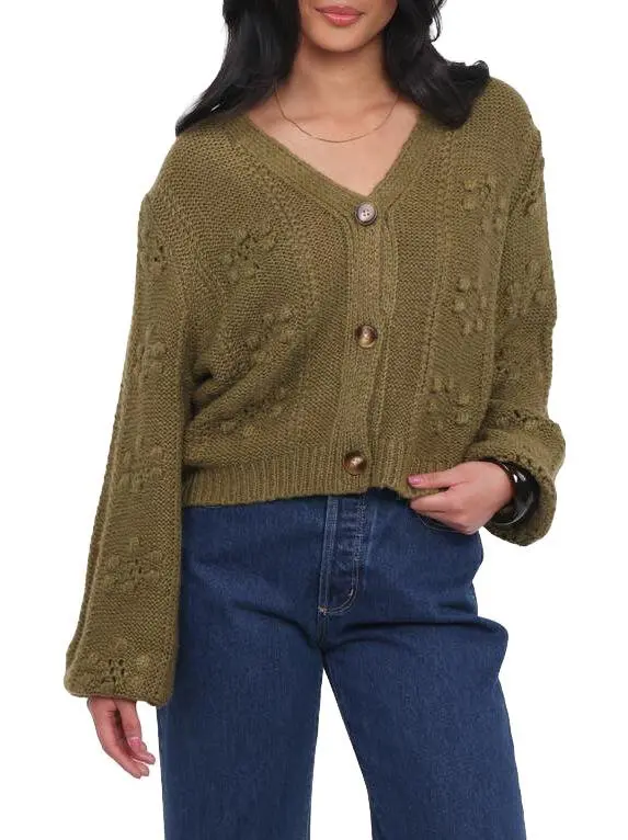 PETAL & PUP Melody Pointelle Cardigan - Olive