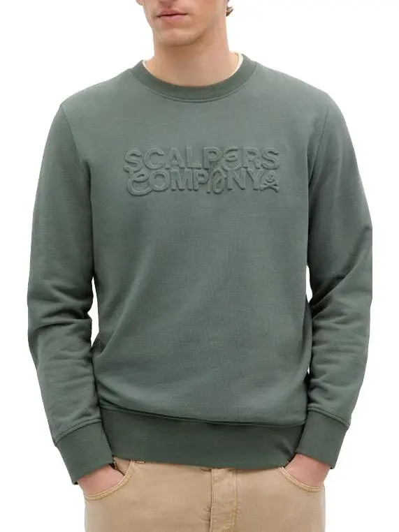 SCALPERS Company Emboss Sweater - Green