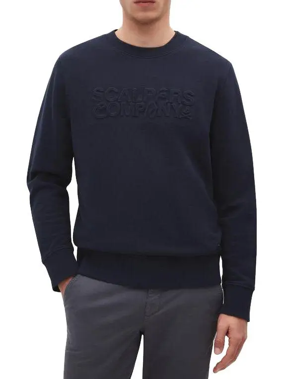 SCALPERS Company Emboss Sweater - Navy