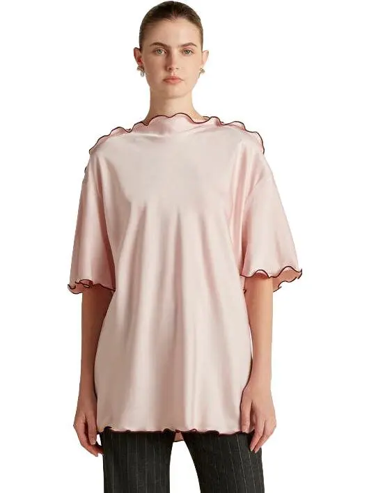 Marina Moscone Cady T-shirt With Scalloped Edge - Camellia