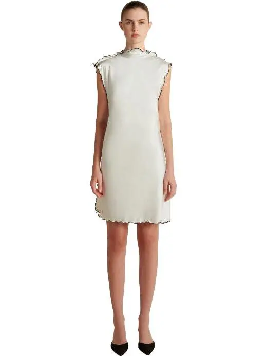 Marina Moscone Cady Mini Sheath With Scalloped Edge - Ivory