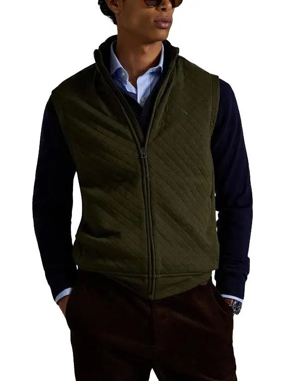 Ralph Lauren Micro Quilted Cotton Zip-up Vest - Company Olive