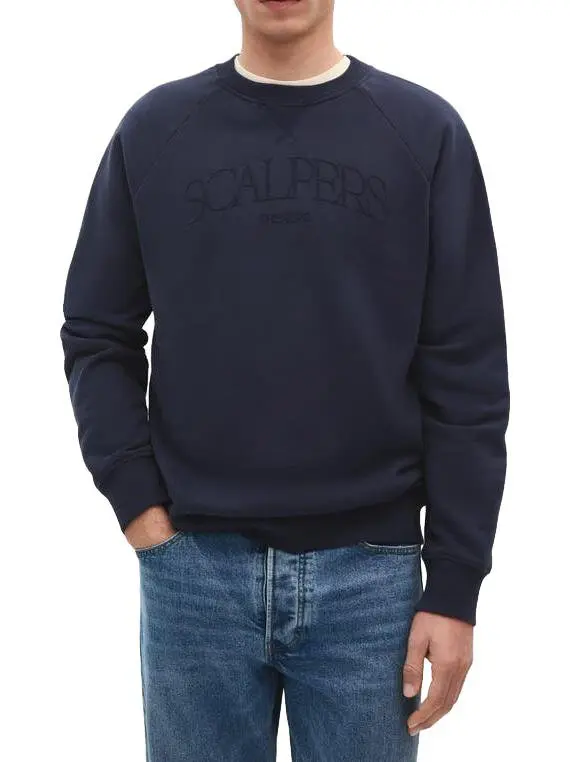 SCALPERS Theatre Flock Sweatshirt - Navy